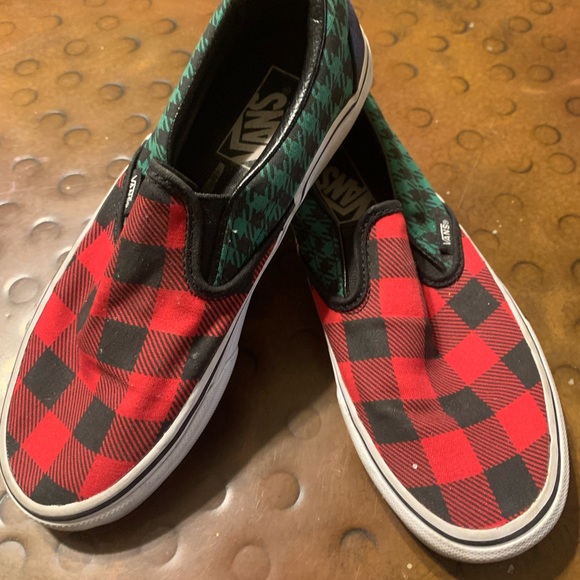 Vans | Shoes | Vans Classic Slip On Buffalo Mix Plaid Multicolor Red ...